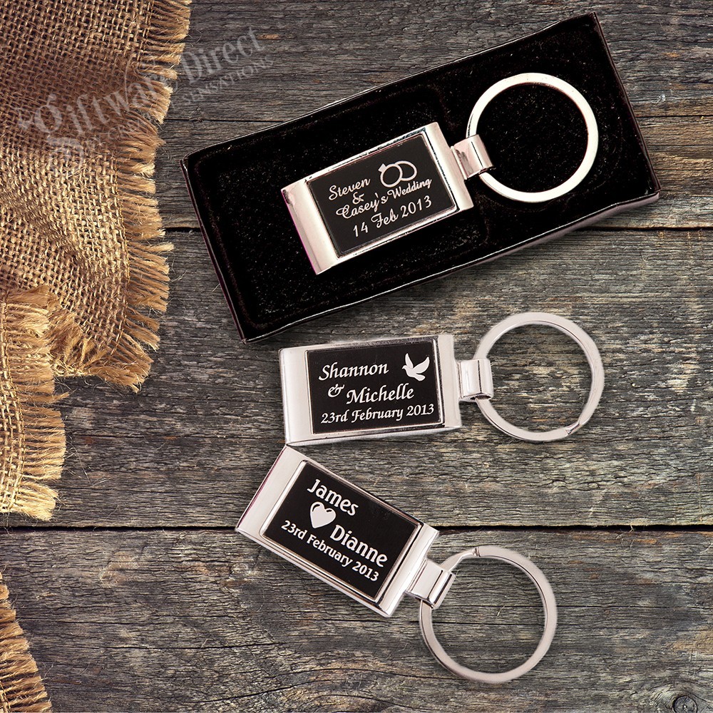 75x Personalised Engraved Gift Box Metal Keyring Wedding Favor ...
