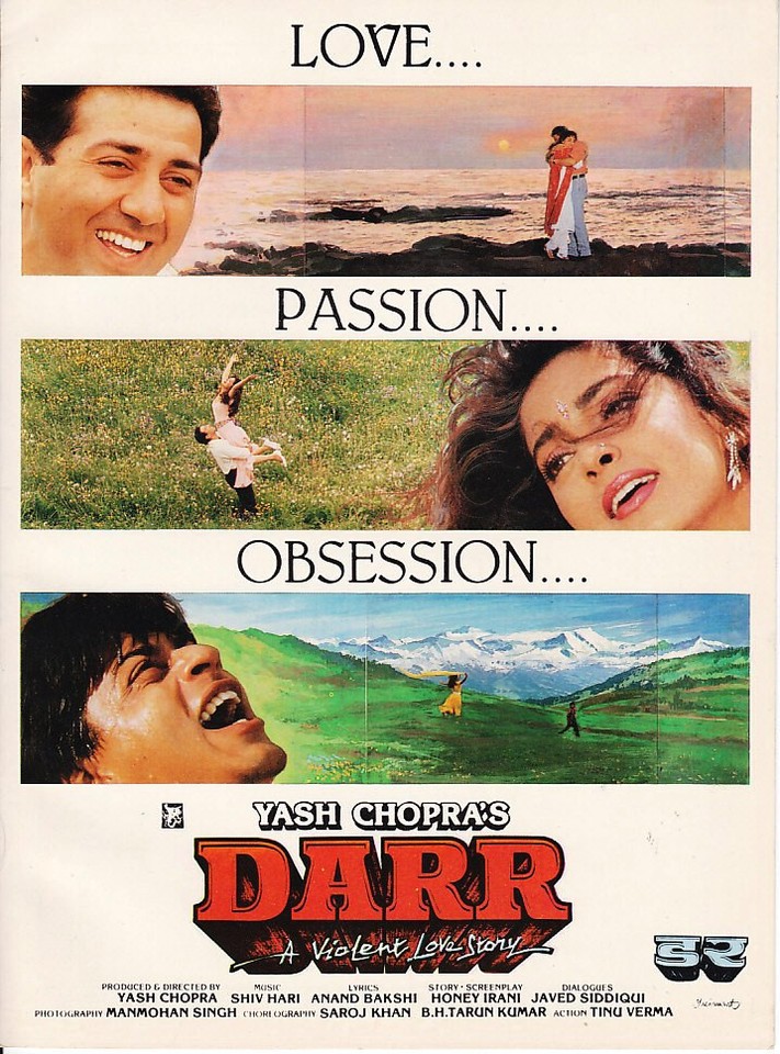 DARR (1993) SHAHRUKH KHAN JUHI CHAWLA SUNNY DEOL BOLLYWOOD RARE PRESS ...