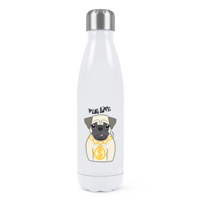 Pug Life Dog Double Wall Water Bottle Funny Puppy Thermal | eBay UK