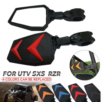 UTV SXS ATV Side Rear View Mirrors 1.75INCH Bar For Polaris RZR Yamaha ...