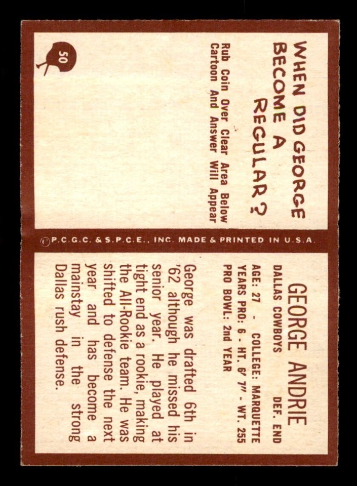 1967 Philadelphia Football #50 George Andrie GD *e2 | eBay