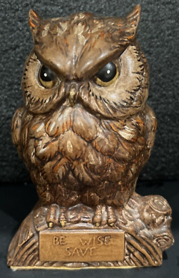 Vintage Mid-Century Ceramic Owl Bank "Be Wise Save" | eBay