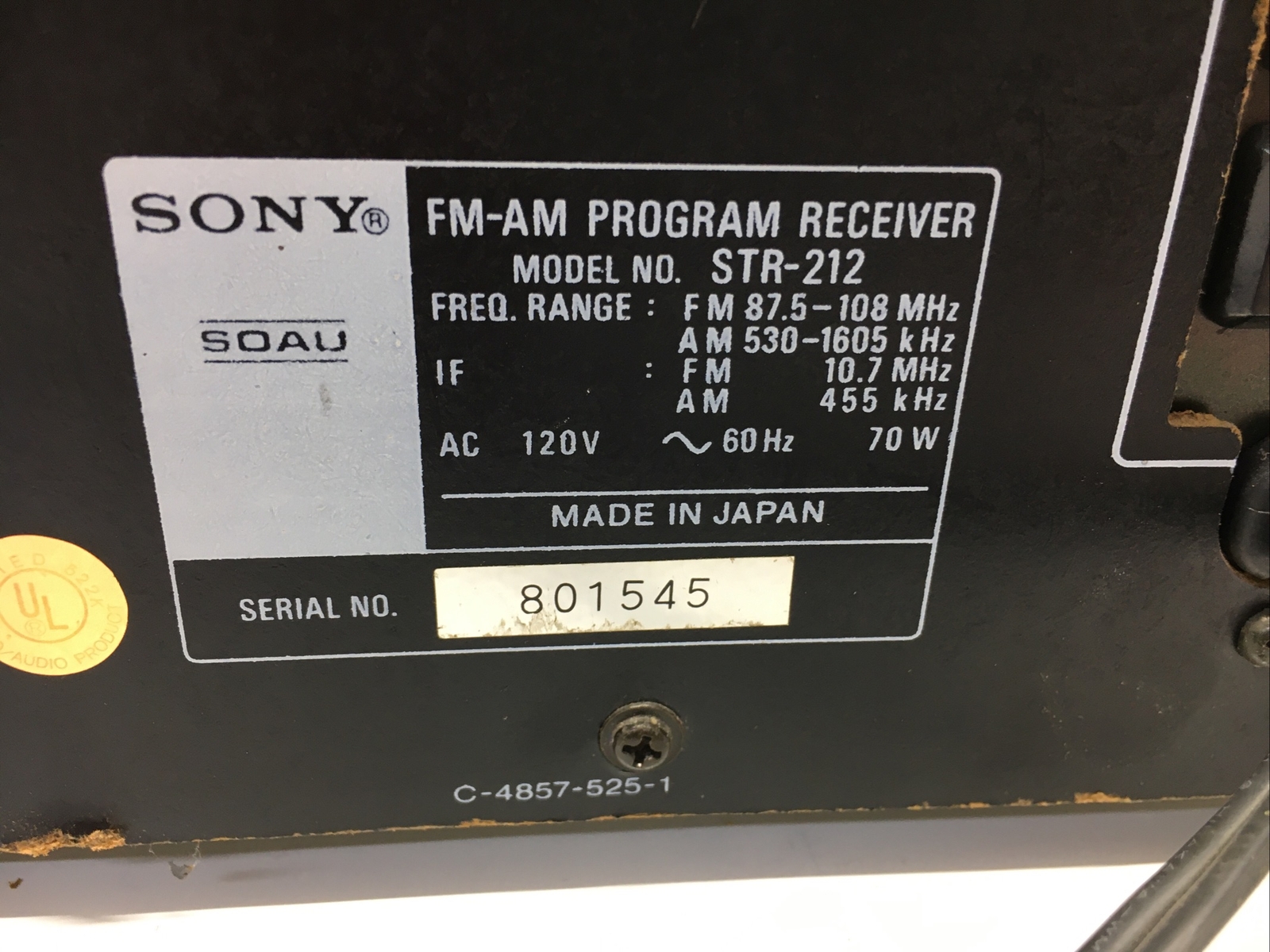 SONY STR-212 AM-FM STEREO RECEIVER WITH PROGRAM SENSOR | eBay