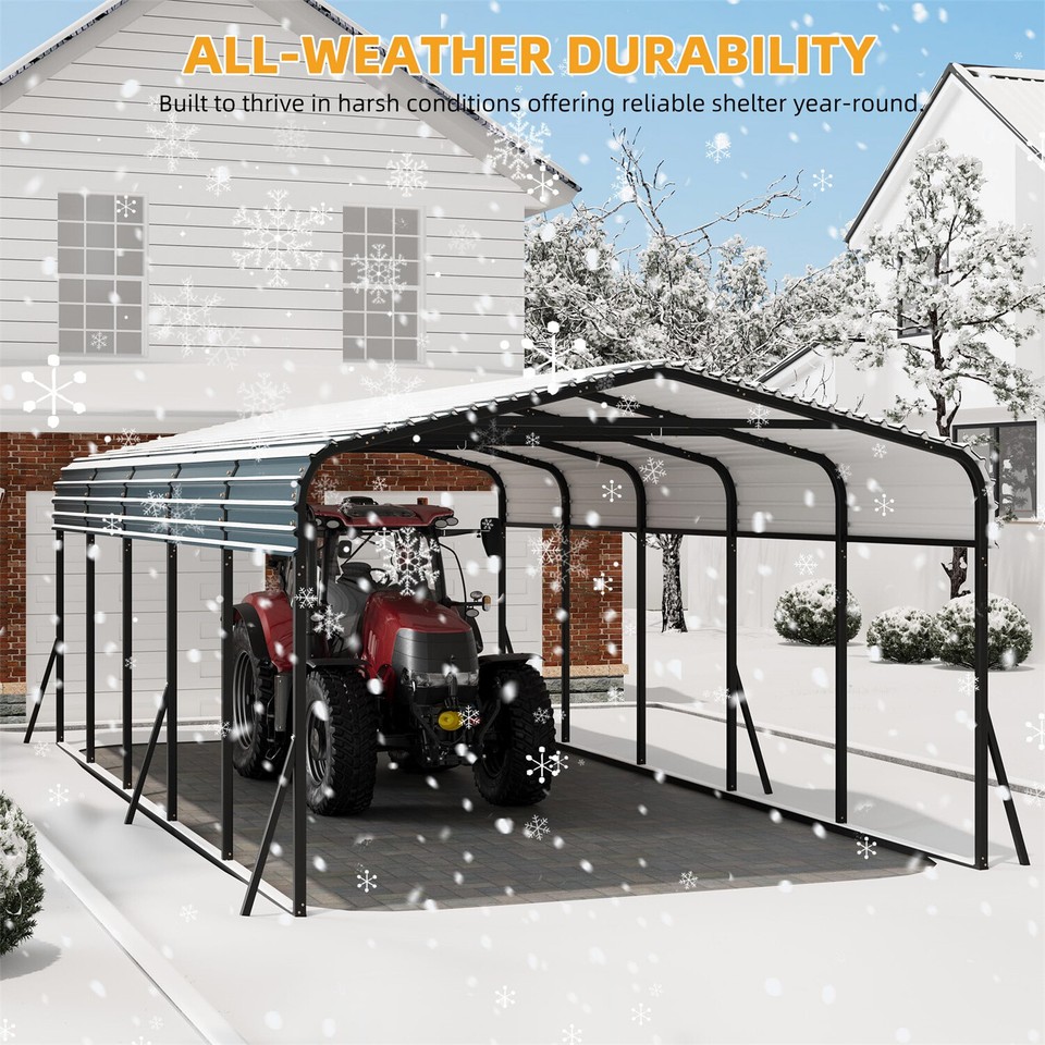 Metal Carport Heavy Duty with Galvanized Steel Roof Tall Kits Garage ...