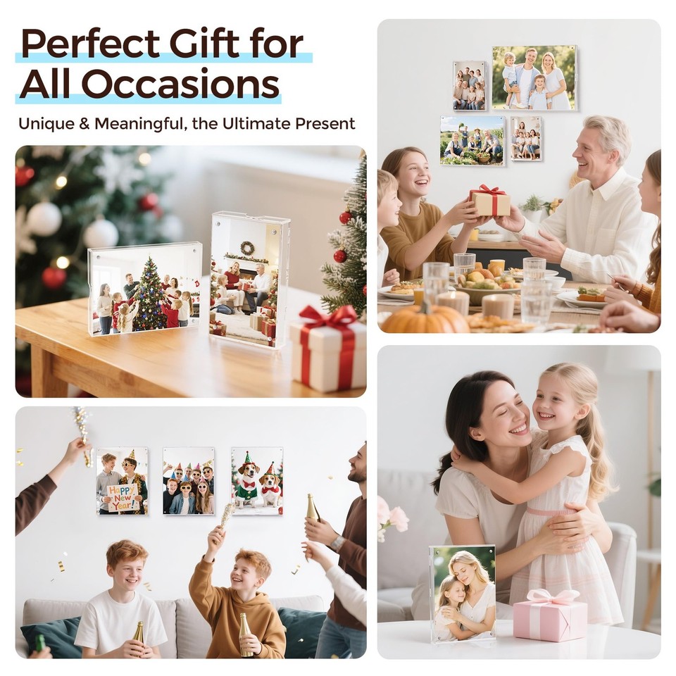 Acrylic Picture Frames 8.5x11, Lightweight Magnetic 8.5x11 Picture ...