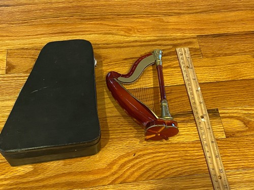 MODEL REPLICA MINIATURE WOODEN HARP w /BLACK CASE -NOT PLAYABLE - 7 ...