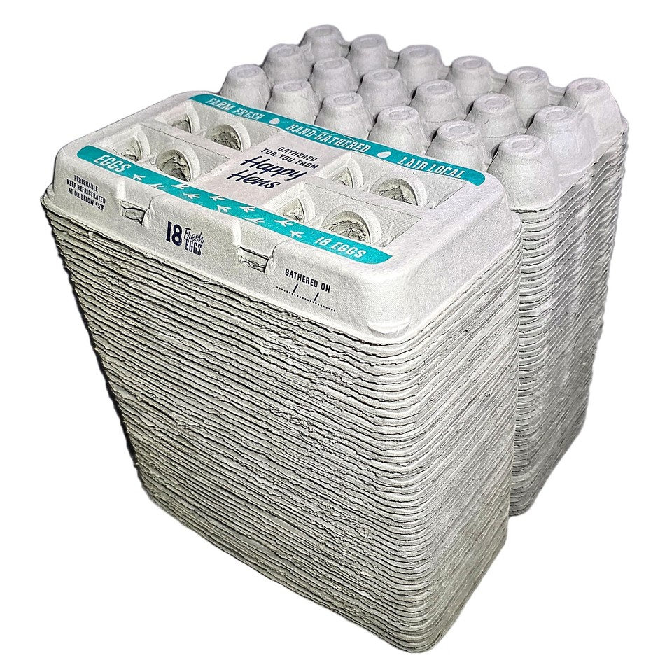 18-Pack Farm Fresh Egg Cartons – Recycled Paper cardboard, Cute Printed ...