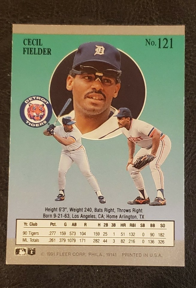1991 Fleer Ultra Baseball Card #121 Cecil Fielder Tigers First Base | eBay