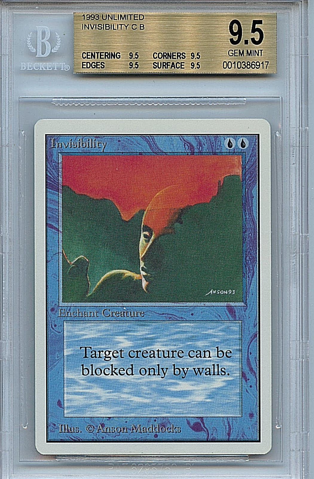 MTG Unlimited Invisibility BGS 9.5 Gem Mint Magic Card True Quad ...