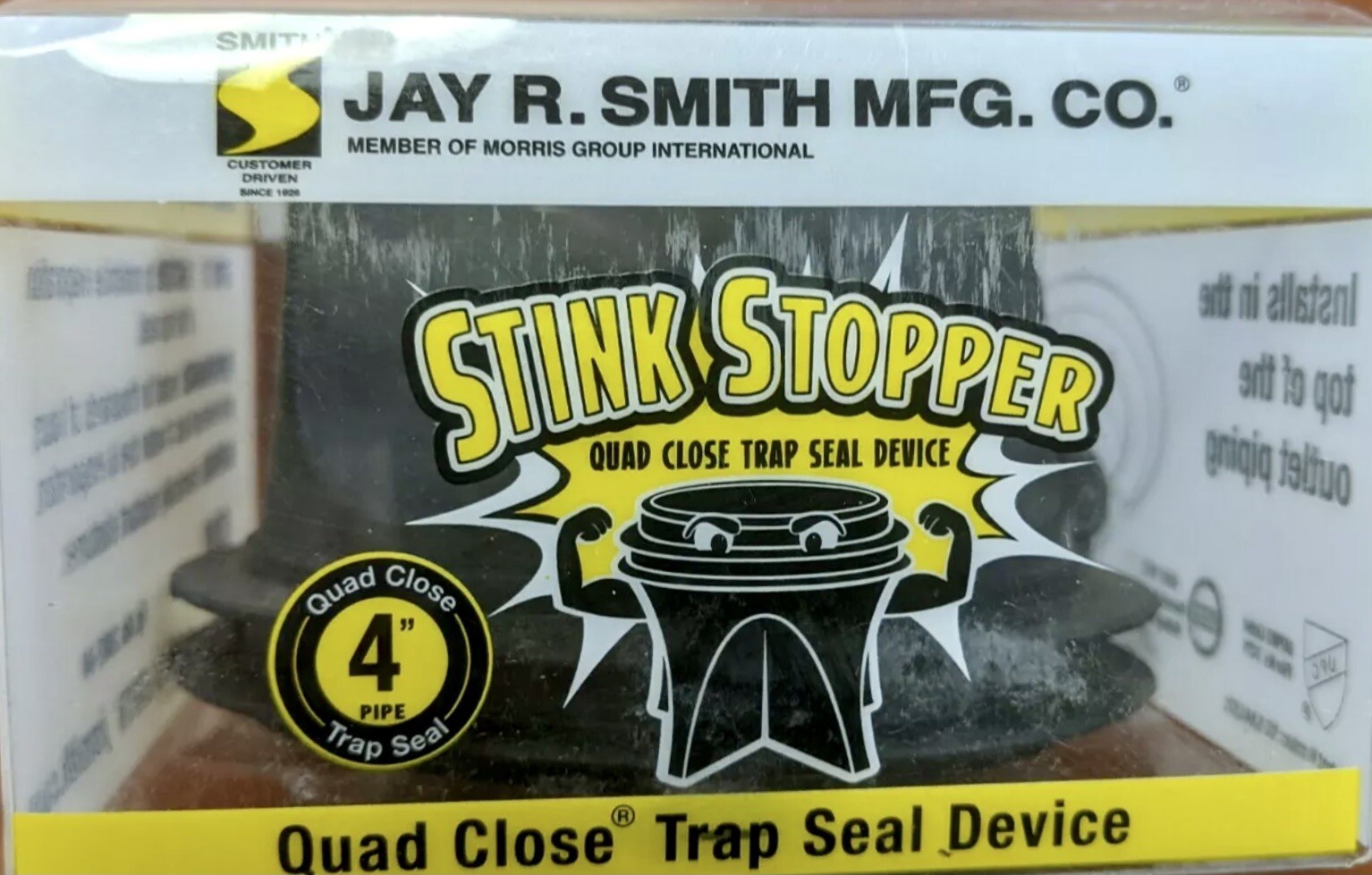 JAY R. SMITH 4" Pipe Drain Stink Stopper Quad Close Trap Seal | eBay