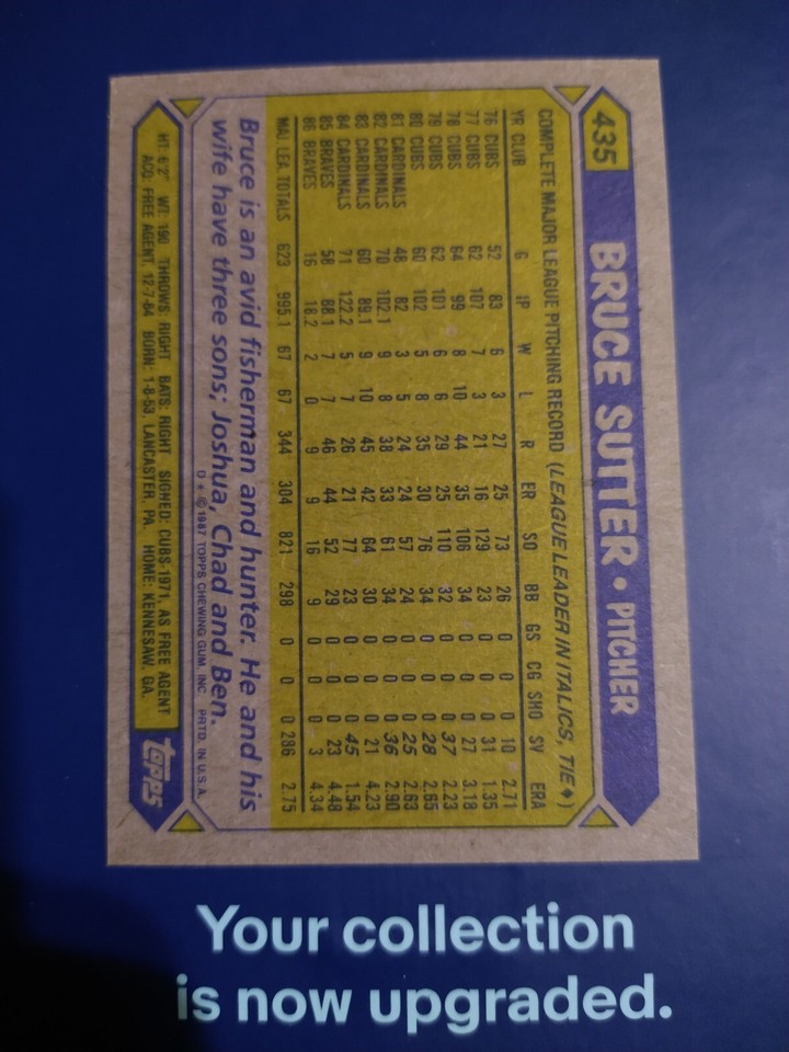1987 Topps #435 Bruce Sutter Atlanta Braves | eBay