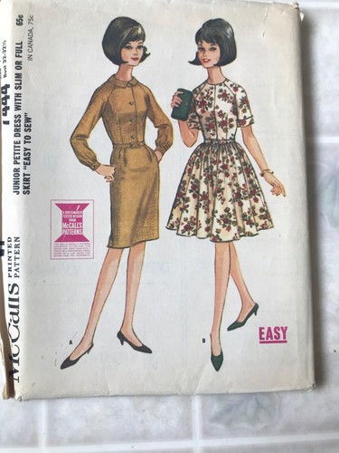 Vintage 1964 McCall's # 7444 Sewing Pattern Juniors Dress Pattern Size ...