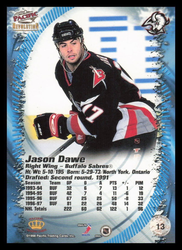 1997-98 Pacific Revolution #13 Jason Dawe Buffalo Sabres | eBay