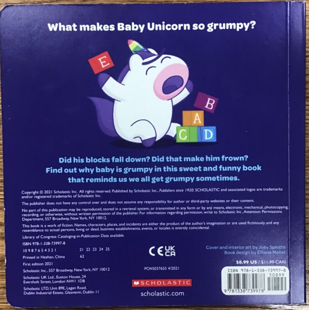 Why Is Baby Grumpy? (a Grumpy Unicorn Board Book) by Joey Spiotto (2021 ...