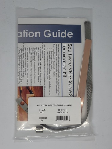 Southwire VFD Cable Sheild Termination Kit .47 to .78 dia 65099701 035 ...