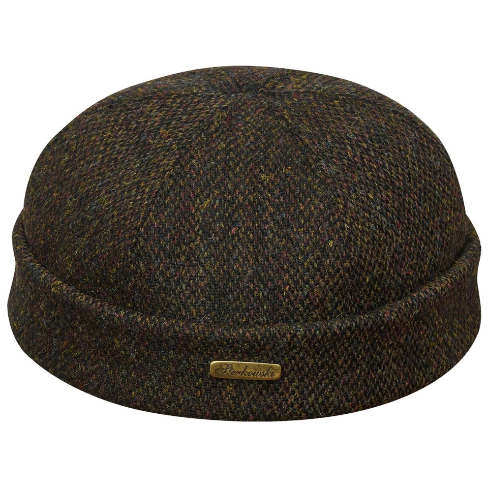 DOCKER Beanie Harris Tweed Wool Fisherman Winter Mariner Cap Handmade ...
