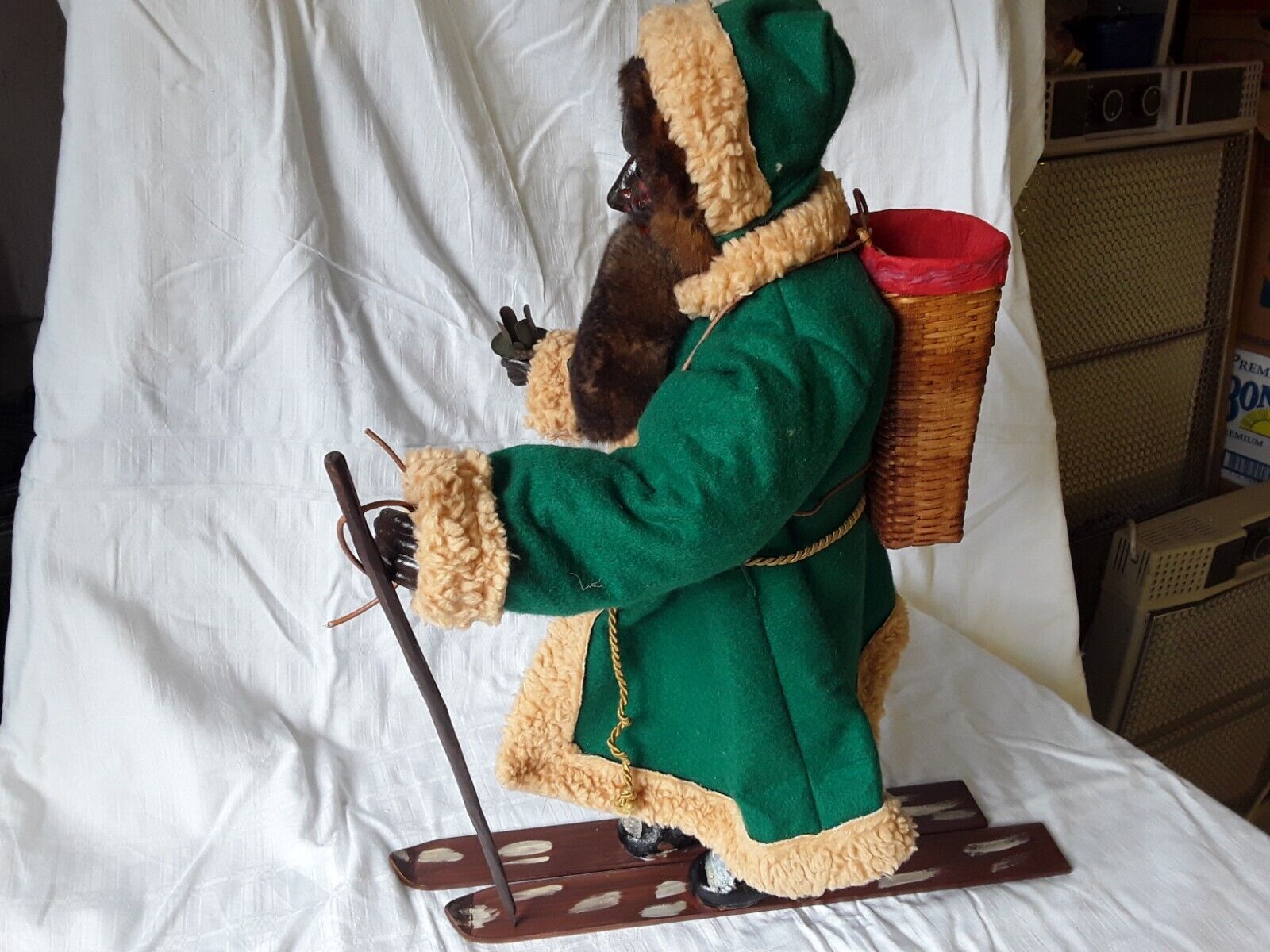 Antique 1900 German Santa Claus Black Belsnickle Figure with skis great ...