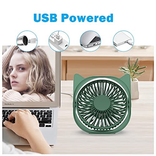 Cute Desk Fans Small Quiet - USB Mini Fans for Home Rooms Bedroom ...