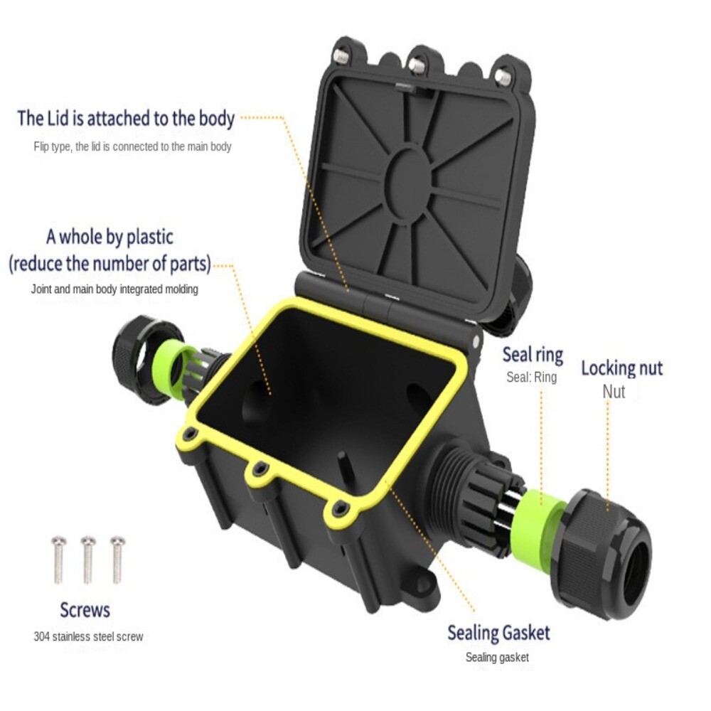 Black Waterproof Junction Box PA66 Nylon Weatherproof Junction Box ...