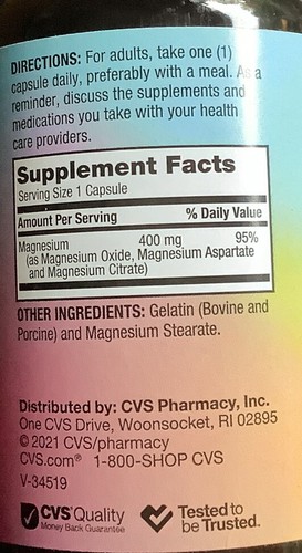 CVS Triple Magnesium Complex 400 mg 120 Capsules FREE SHIPPING! | eBay