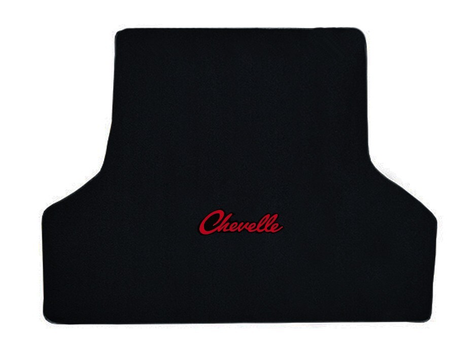NEW! 1968 - 1972 CHEVELLE Rear Trunk Mat Black Carpet Embroidered Red ...