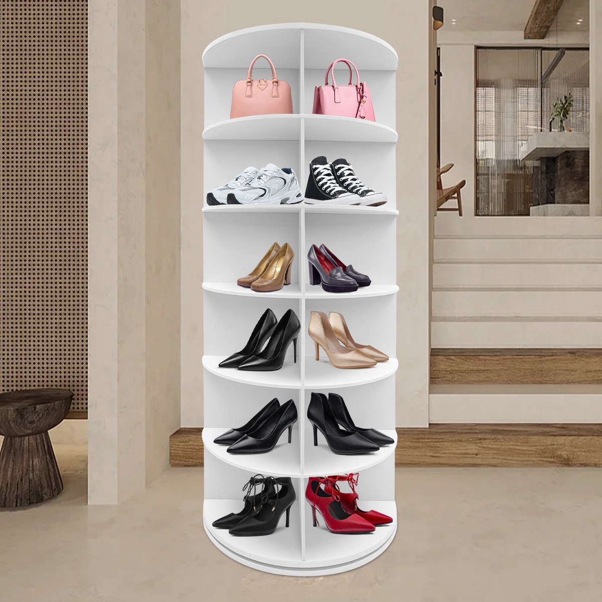 Rotating Shoe 5 Tiers Rotating Shoe Rack&Organizer PVC Free Standing