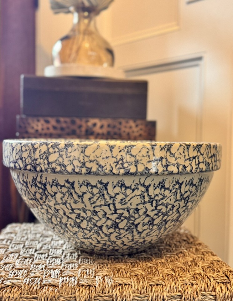 XL Robinson Ransbottom Pottery Spongeware Stoneware 15 Bowl 10 Qt ...
