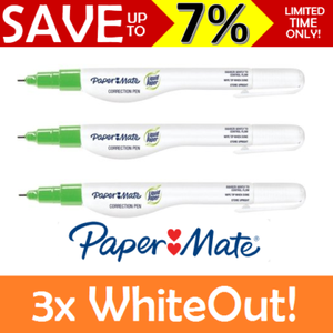 3x NEW PaperMate Correction Pen White Out Liquid Paper Shake Squeeze ...