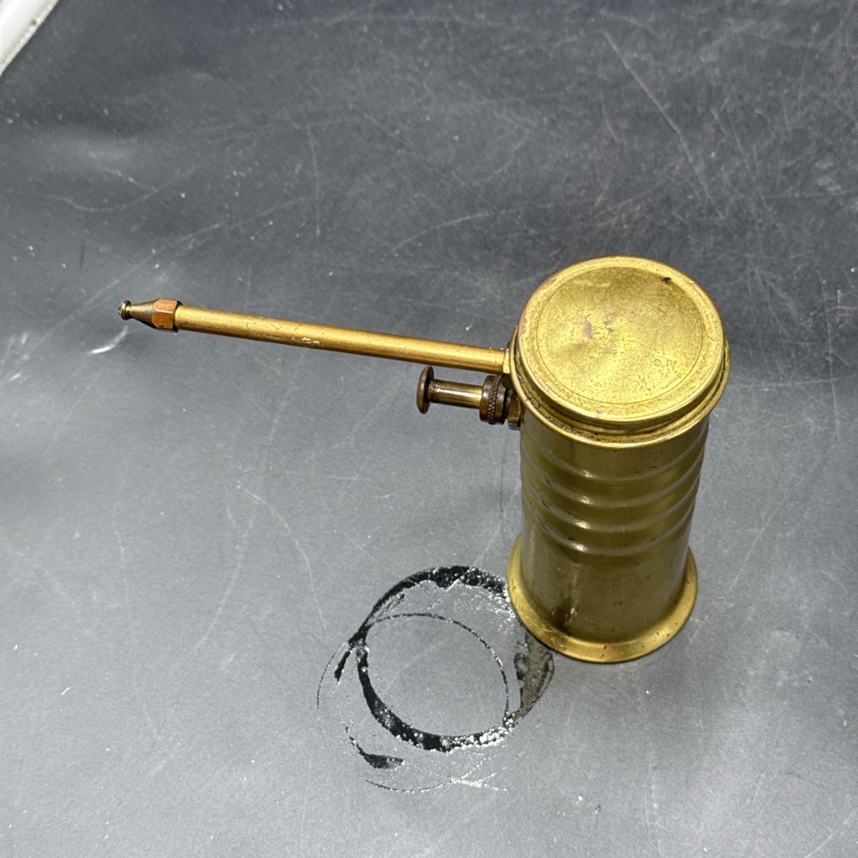 EAGLE No. 66 Vintage Brass Oil Can Oiler Finger Pump Fixed Spout USA ...