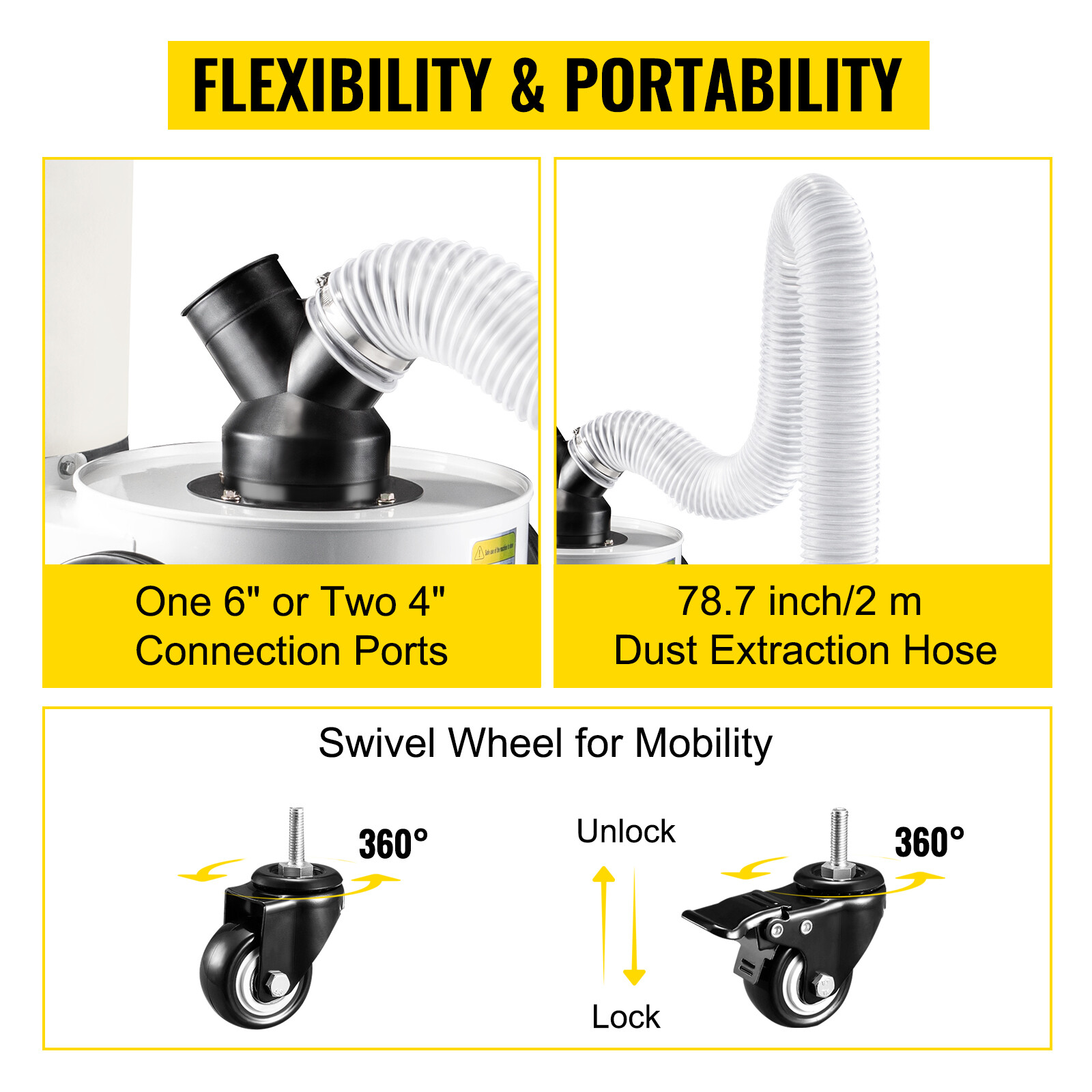 VEVOR Vortex Dust Collector Woodworking Dust Collector 1.5HP 220V w ...