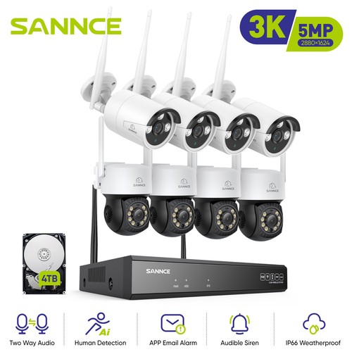 SANNCE 5MP PT Wireless Security Camera System 10CH NVR Two Way Audio ...