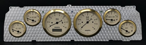 1964 1965 1966 Chevy Truck 6 Gauge Dash Panel Insert Engine Turned Gold ...