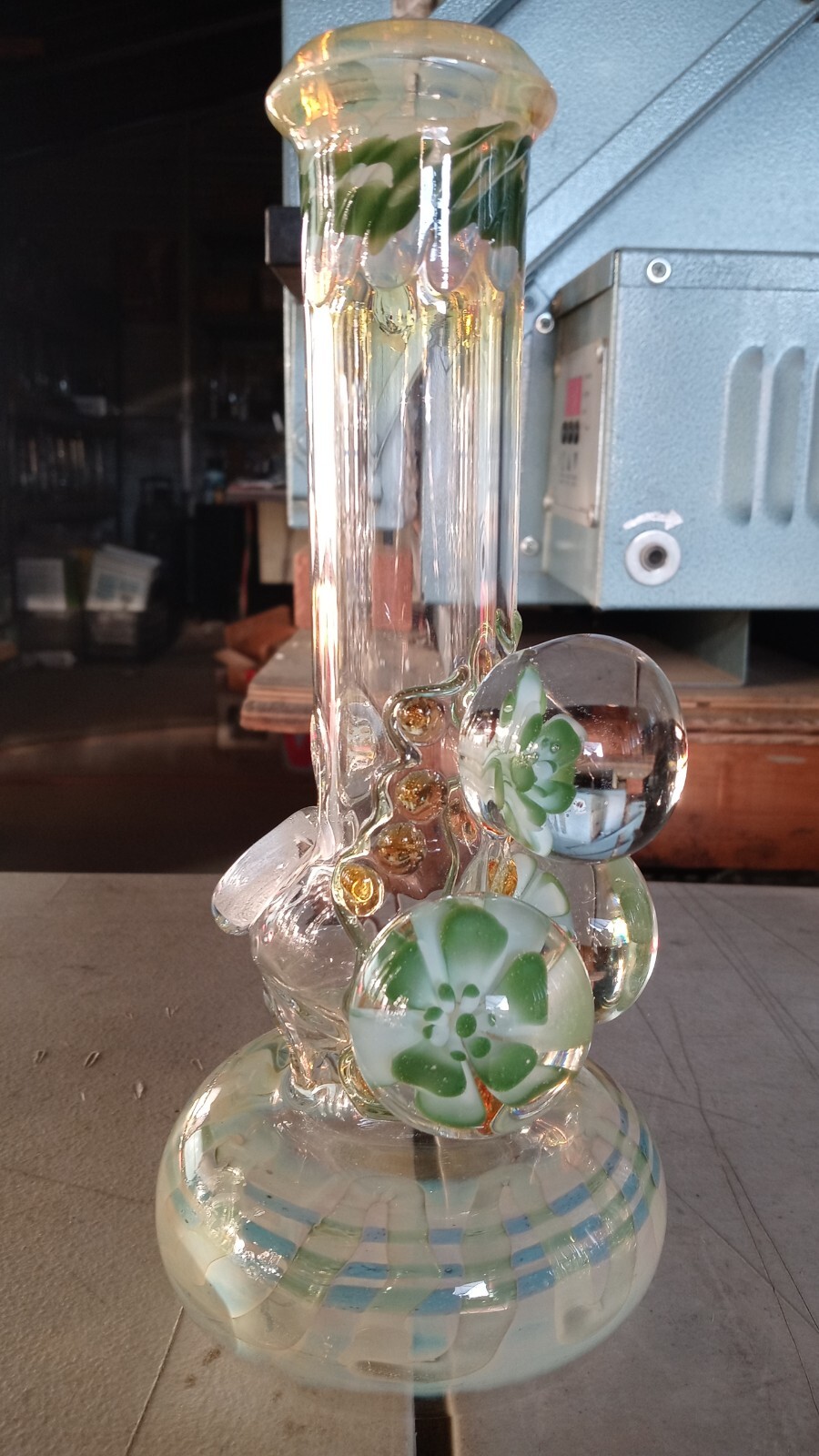 10" Glass Bong Worked Top and Bowl 3 Marbles Illuminati Glow Color | eBay