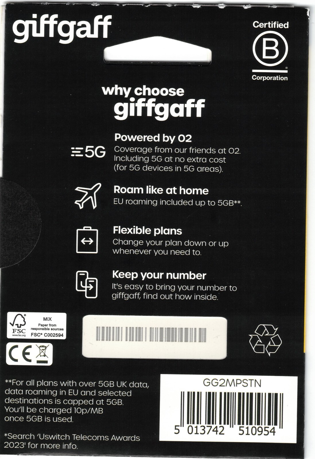 2024 Giffgaff SIM Card 5G Data 4G Save Money | Grelly UK