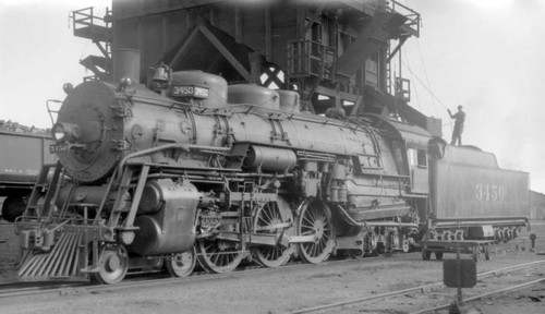 AT&SF Santa Fe Railroad locomotive engine No. 3450 type 4-6-4 OLD TRAIN ...