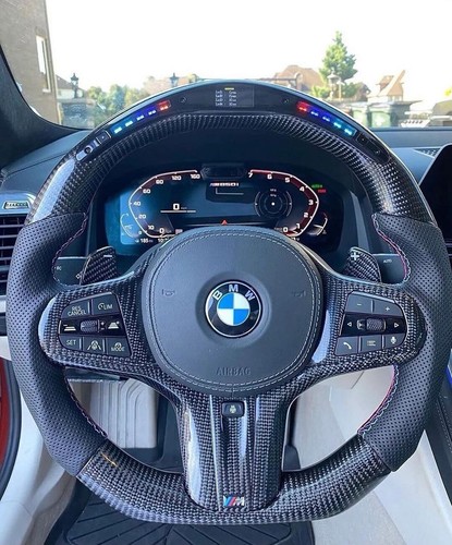 Real carbon fiber Customized LED Steering Wheel BMW G20 M3 M4 3-Series ...