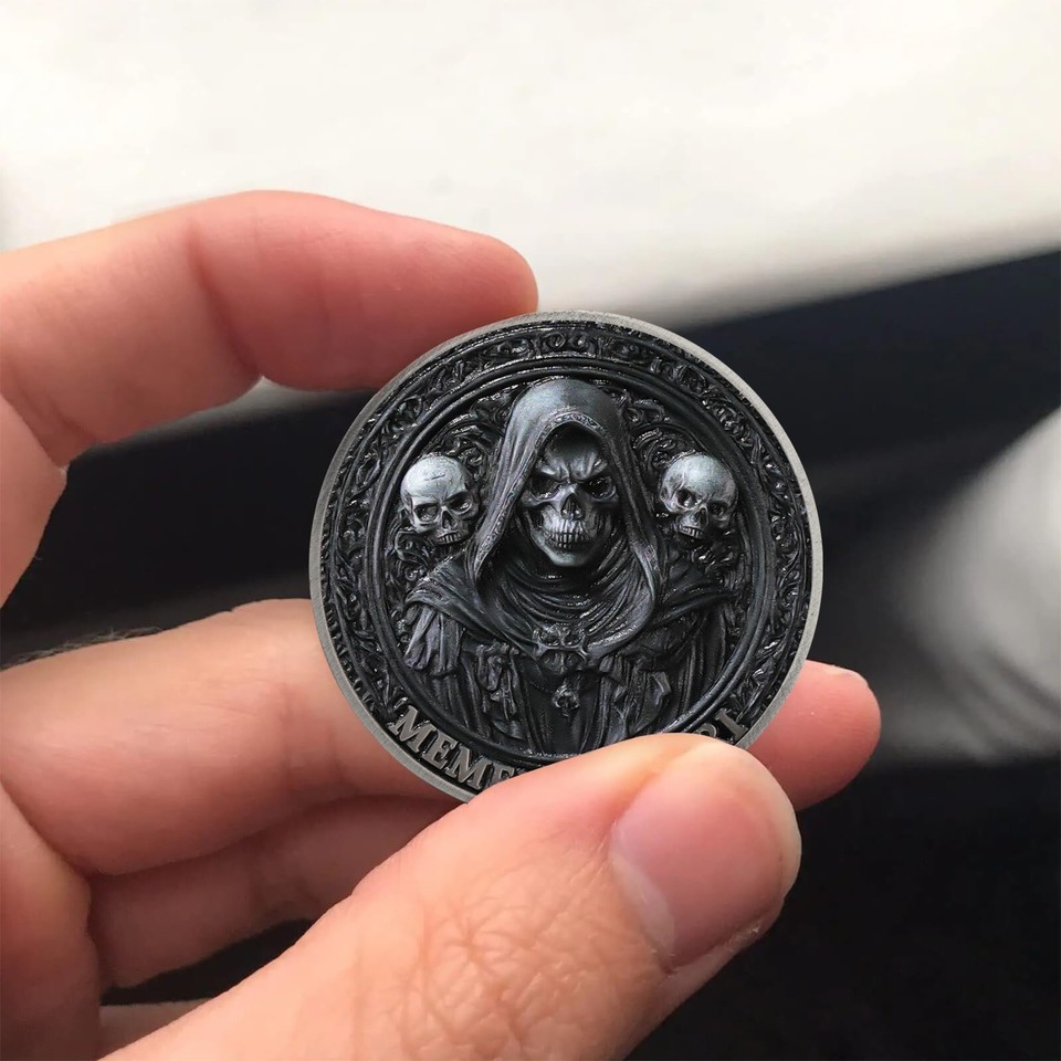 Grim Reaper Skull Memento Mori Coin EDC Stoic Challenge Coin Death ...