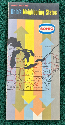 1963 SOHIO Road Map of Ohio's Neighboring States | eBay