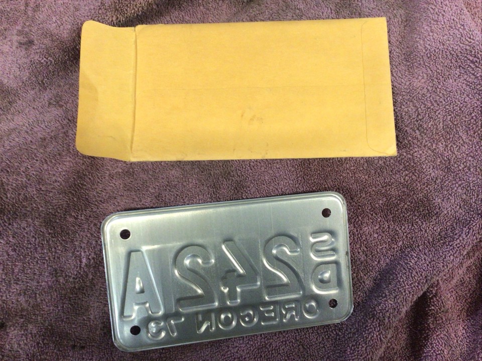 1973 OREGON Snowmobile DEALER License Plate Vintage Ski Doo Arctic Cat ...