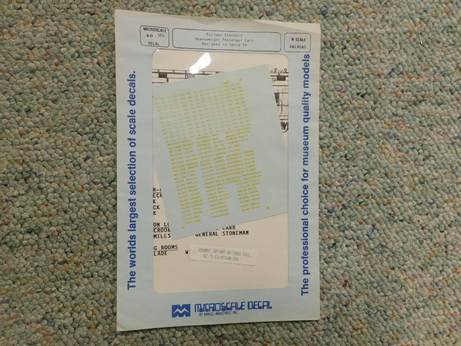 Microscale decals N 60-384 Pullman Standard heavyweight pass assgd ...