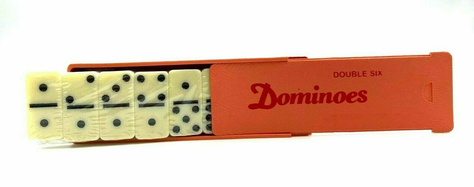Standard DOMINOES Set of 28 Double Six Domino Tiles With Plastic Case ...