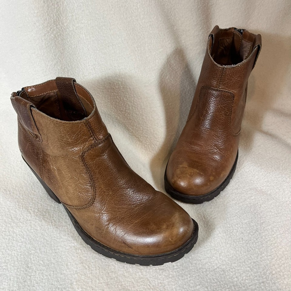 b.o.c. Born Concept Brown Nubuck Leather Chelsea Ankle Strap Shoes Boot ...