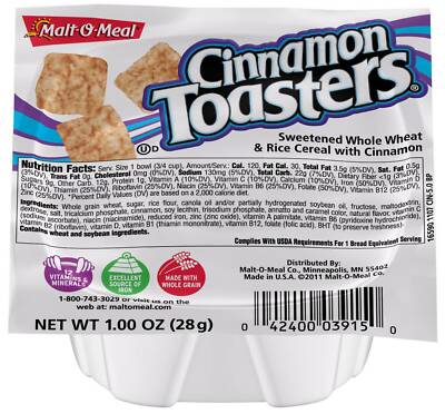 Cinnamon Toasters Cereal, 1-Ounce Bowls (Pack of 96) | eBay