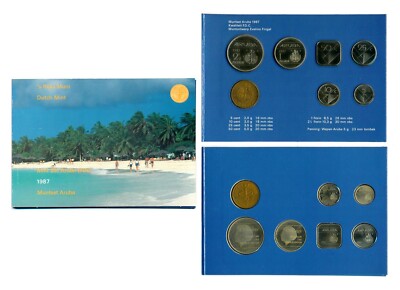 ARUBA 1987 COIN SET of 6 Coins 5 Cent- 2-1/2 FLORIN + 1 Aruba Token UNC ...