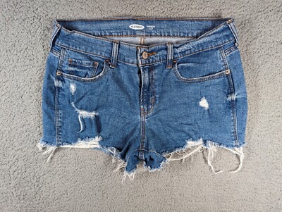 Old Navy Women's Size 6 Blue Denim Mid-Rise Boyfriend Cutoff Shorts | eBay