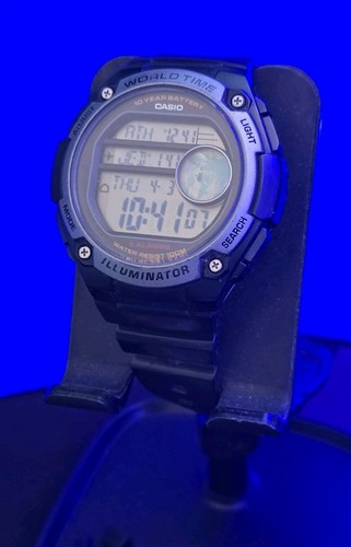 Casio AE-3000W Men's Black Watch World Time Resin Strap Digital Unisex ...