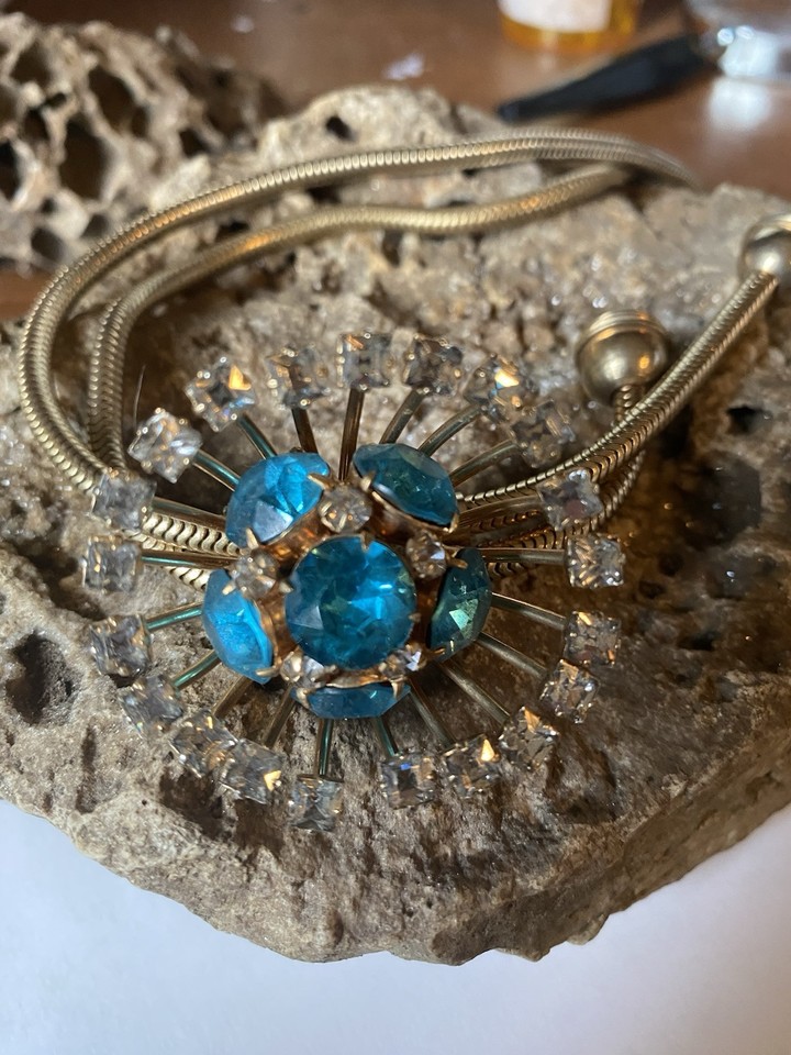 Vintage Fred Block Necklace, With Pretty Topaz Colored Stones In A Cage ...