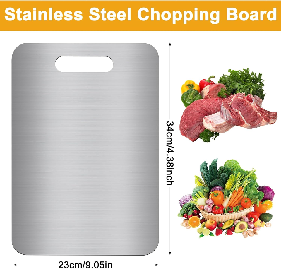 Tagliere Da Cucina in Acciaio Inox 304, Doppio Lato, Senza BPA, Ideale ...