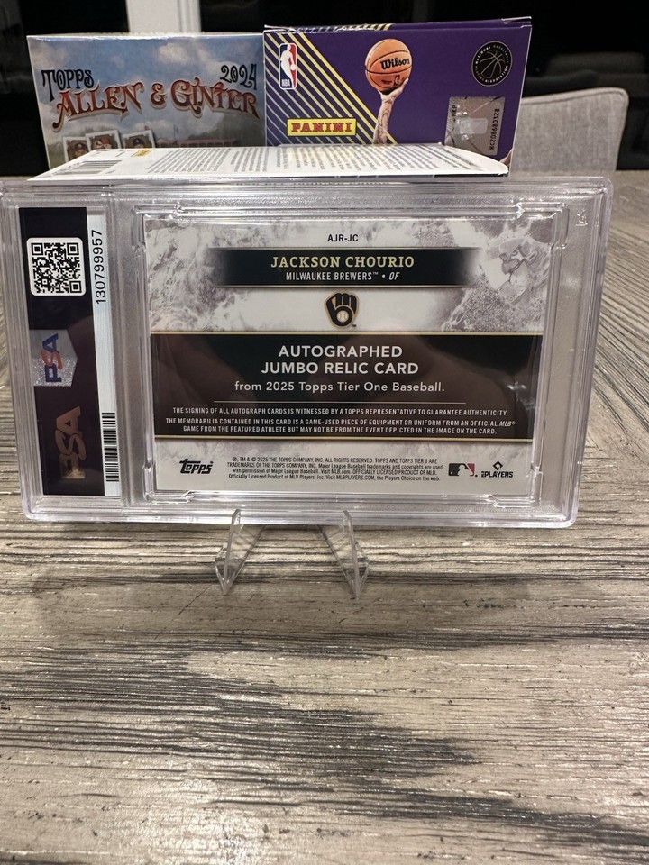 2025 Topps Tier One - Autographed Jumbo Relic Jackson Chourio #AJR-JC ...