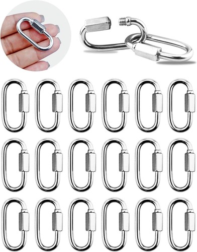 20 Pack Alloy M3.5 Chain Link, 1/8 Inch D Shape Locking Quick Silver | eBay